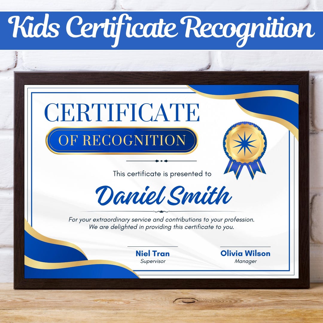 Editable Student Award Certificate Canva Template, Printable Kids ...