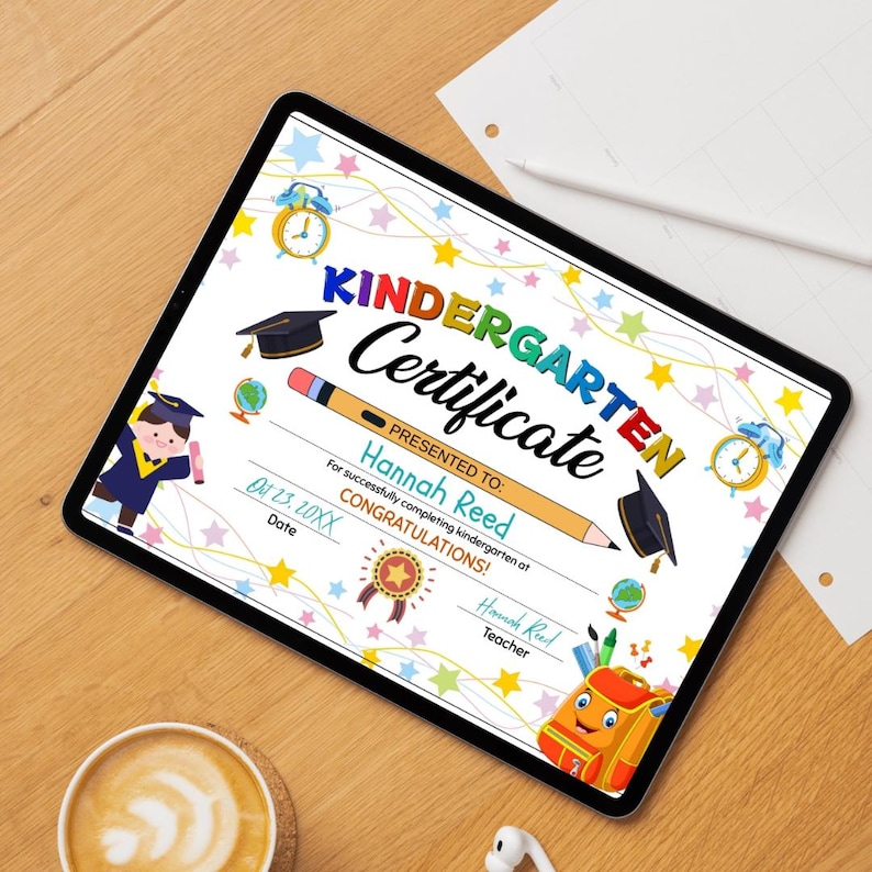 Editable Kindergarten Certificate Template, Printable Graduation Award ...