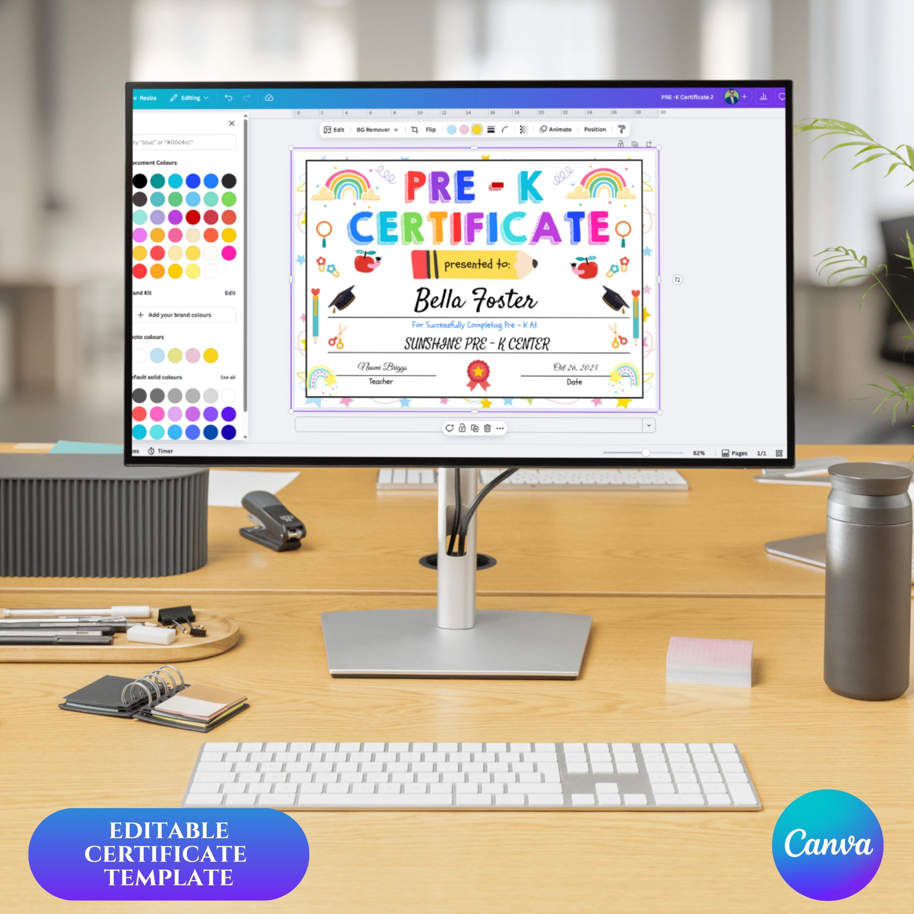 Editable Pre-k Certificate Template , Preschool Graduation Award ...
