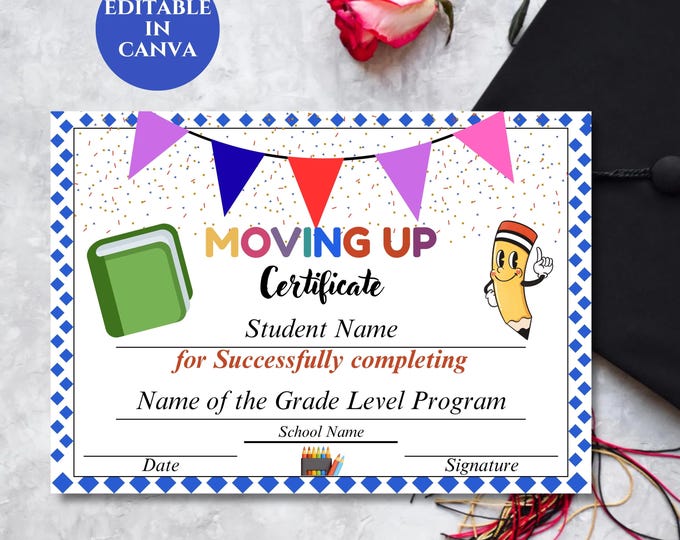 Editable Moving up Certificate | Preschool Graduation | Daycare ...