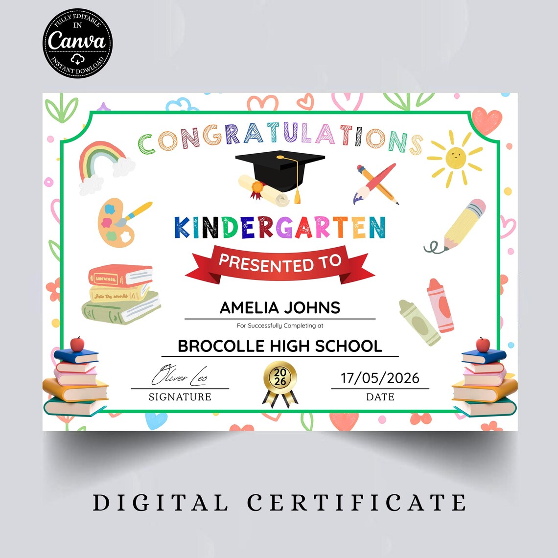 Kindergarten Graduation Certificate Template: Printable Preschool ...