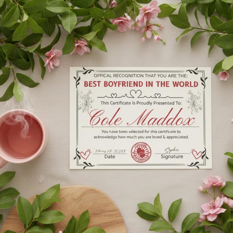 Editable Boyfriend Certificate Canva Template, Funny Award Gift for Him ...