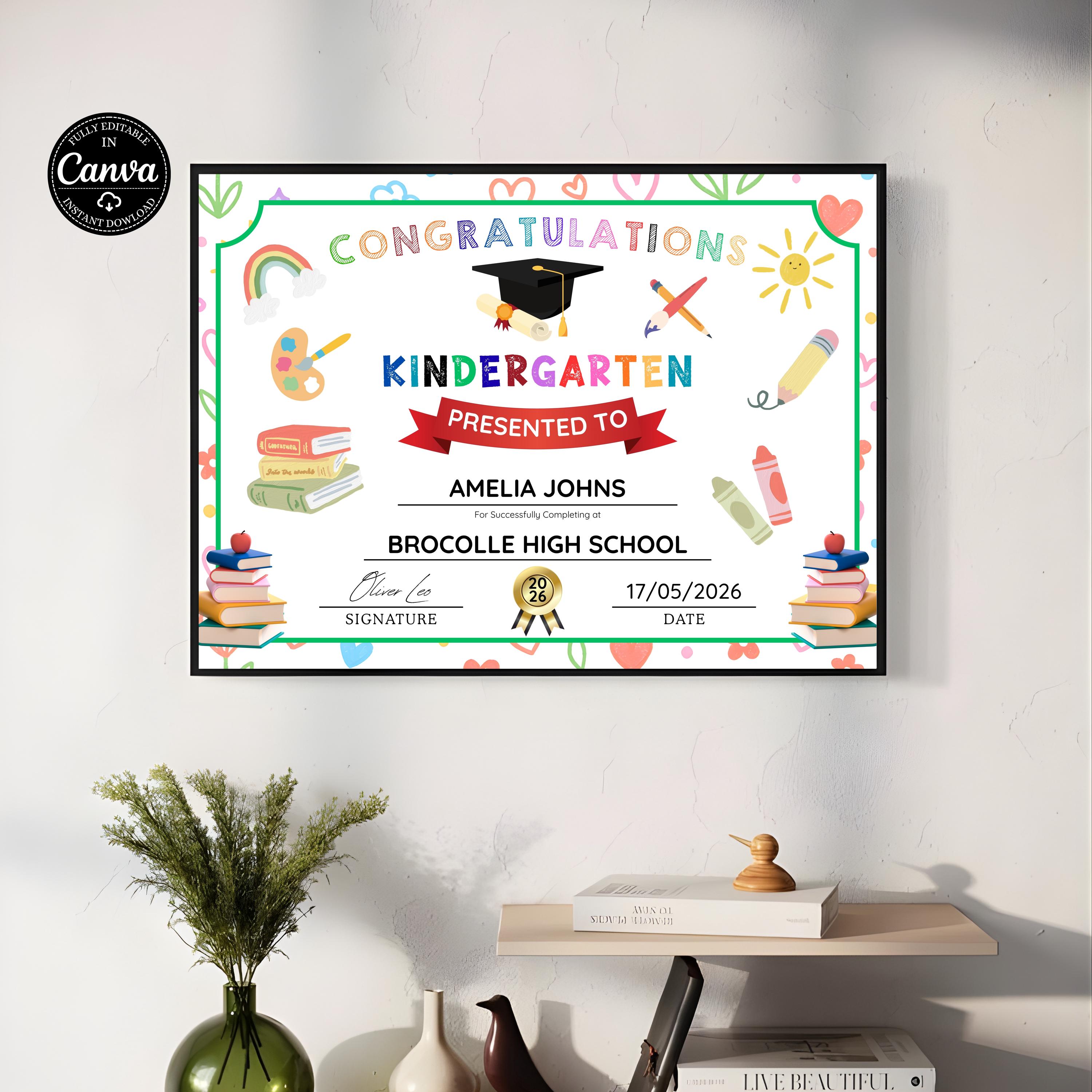 Kindergarten Graduation Certificate Template: Printable Preschool ...