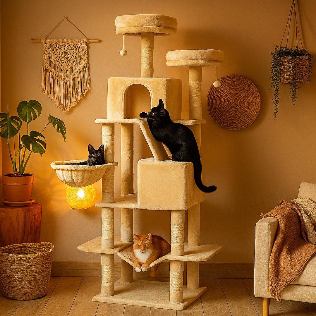 Multi-level Cat Tree Tower for Large Cats – 70" Tall Cat Condo With ...