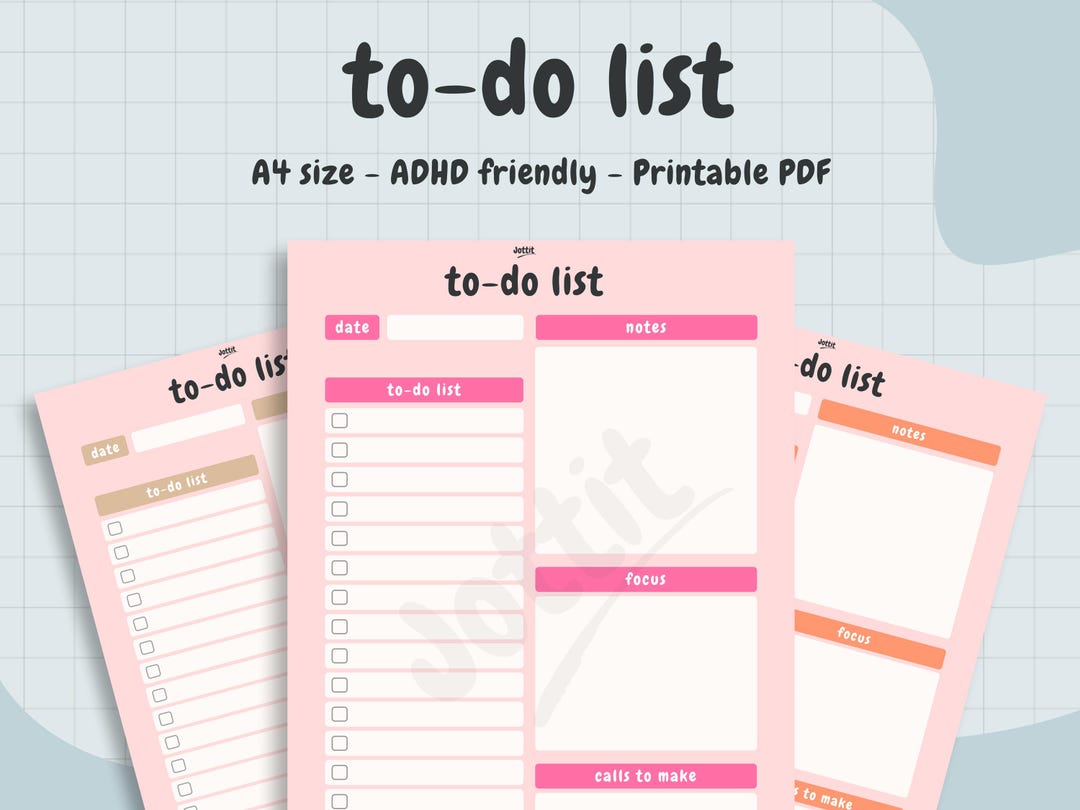 Pastel To-do List Printable | A4 Daily Task Planner | Adhd-friendly ...