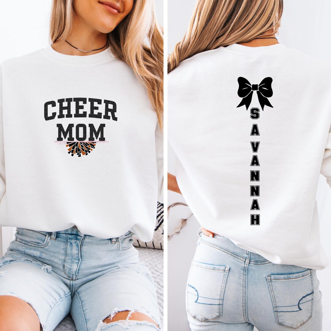 Personalized Cheer Mom Shirt With Bow & Name | Custom Cheerleading Team ...