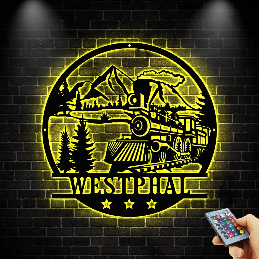 Personalized Train Sign With LED Light: Custom Locomotive Wall Decor - Etsy