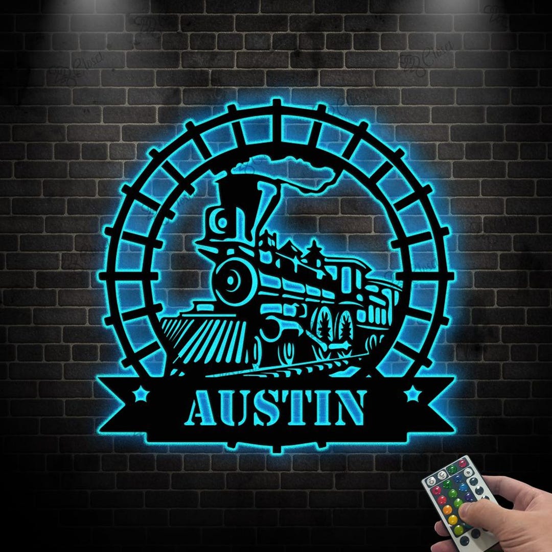 Personalized Train Sign Led Light,train Metal Sign, Train Room Decor ...