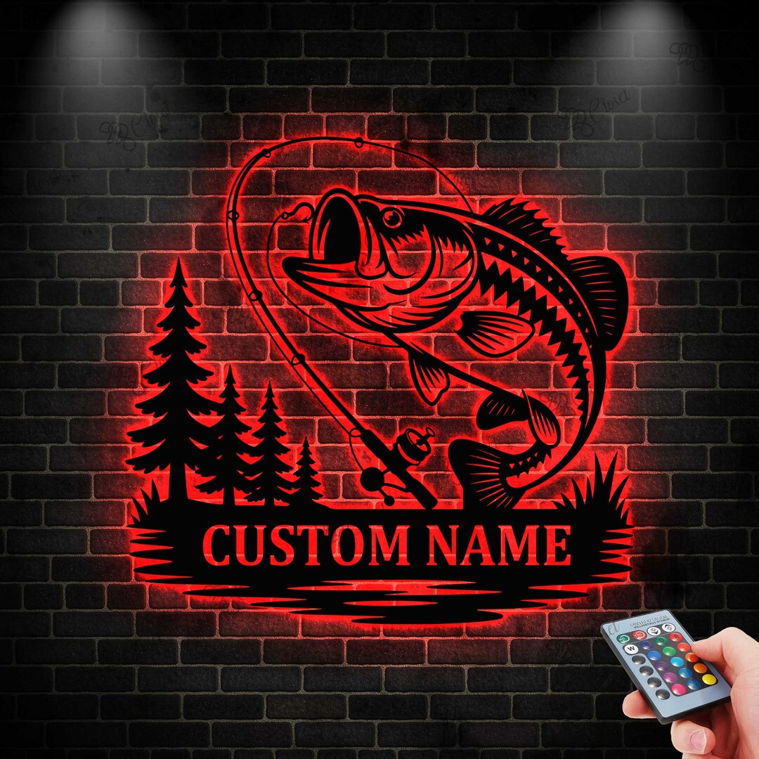 Personalized Fish Name Metal Monogram Sign, Fishing Sign, Wedding Gift ...