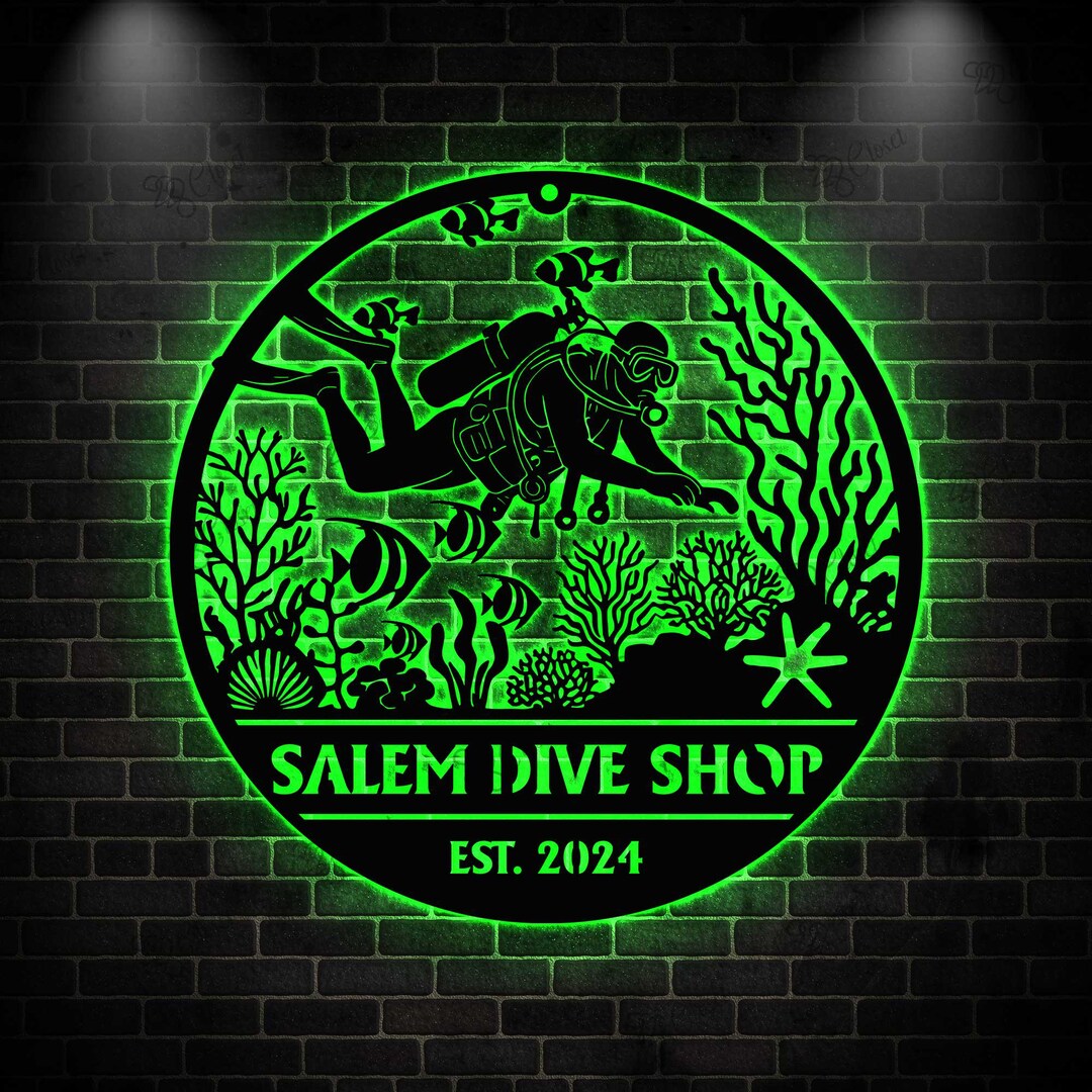 Personalized Scuba Diver Name Sign, Custom Scuba Diving Metal Wall Art ...