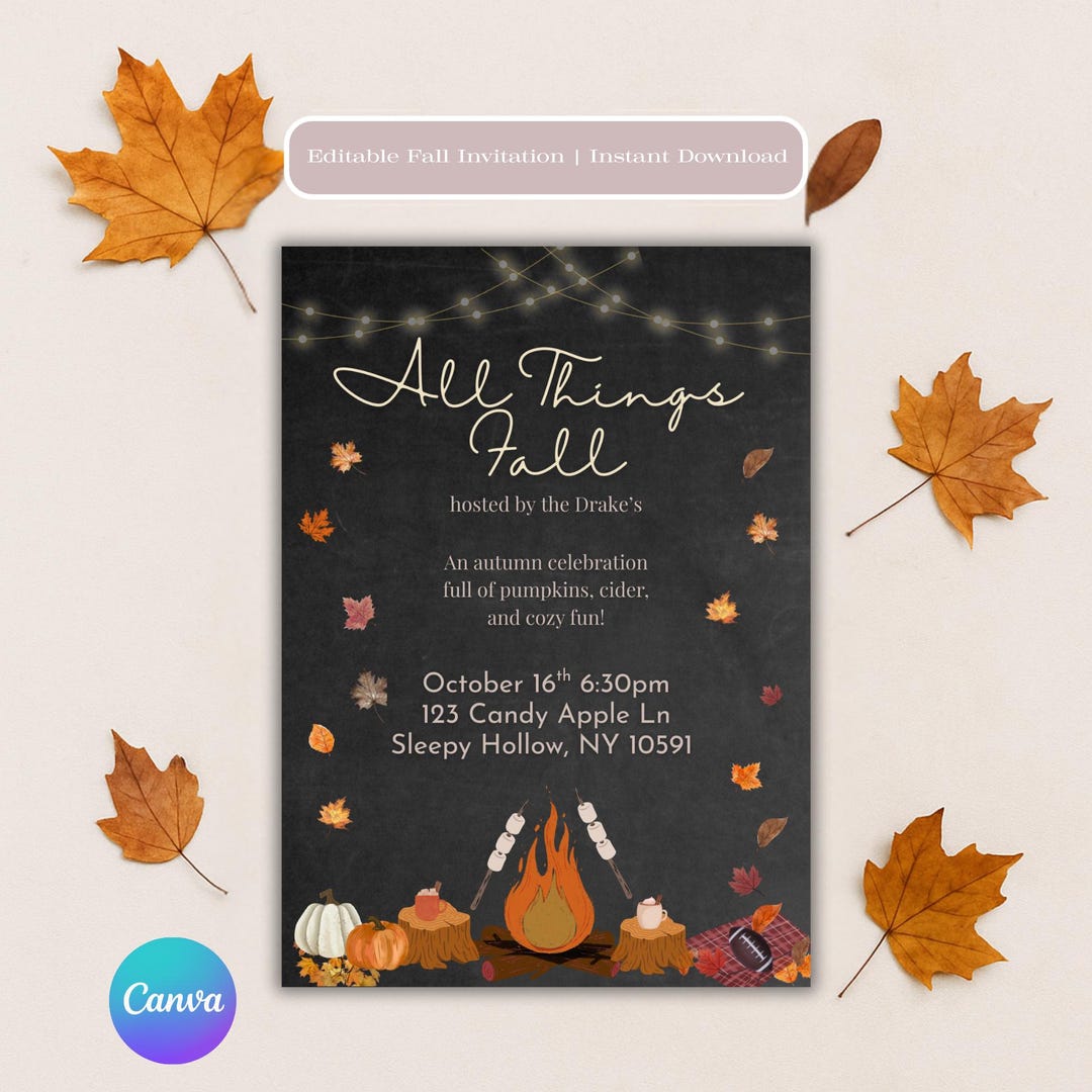 Editable Fall Party Invitation: Cozy Pumpkin Design (digital Download ...