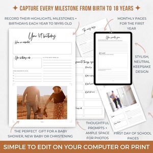 Childhood Memory Book Printable Baby Memory Book Printable Digital ...