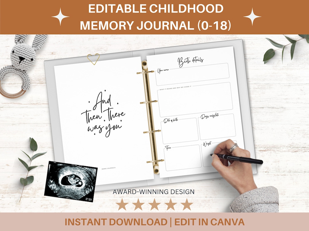 Editable Baby Memory Journal: Birth to 18 Years (digital Download) - Etsy
