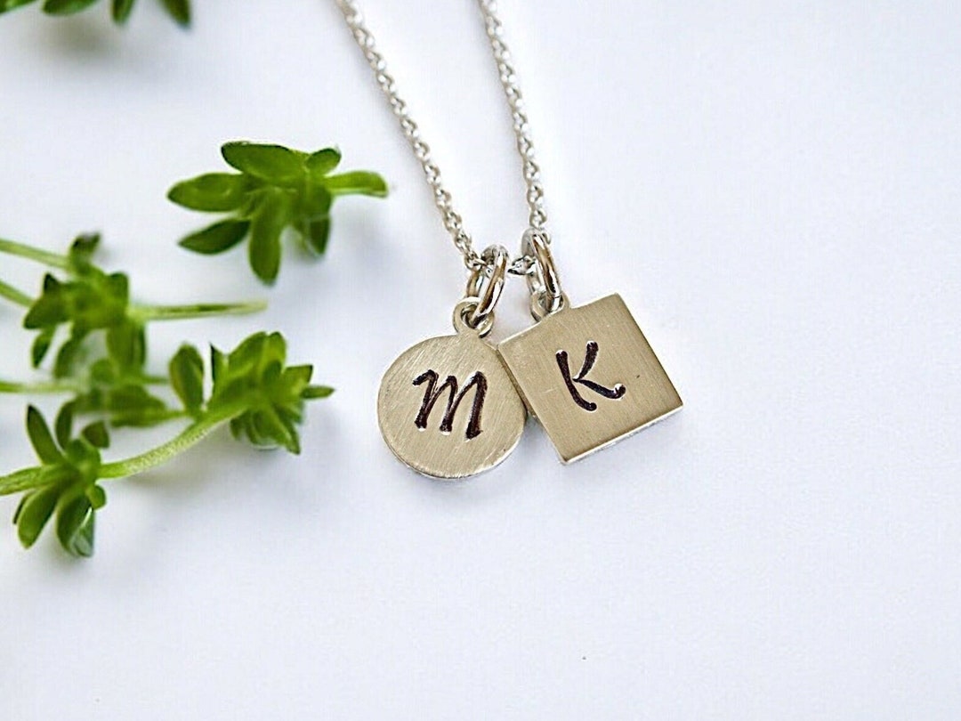 Hand Stamped Initial Pendant Necklace, Customized Personalized Jewelry ...