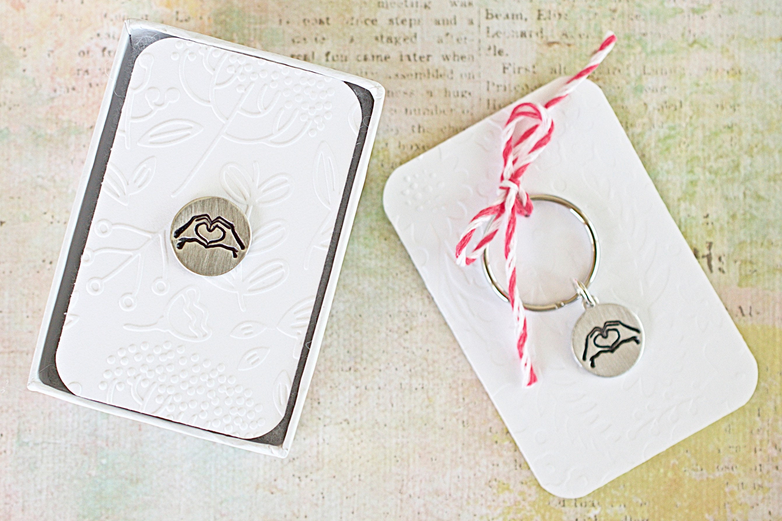 Hands With Heart Hand Stamped Lapel Pin Keychain Sign - Etsy