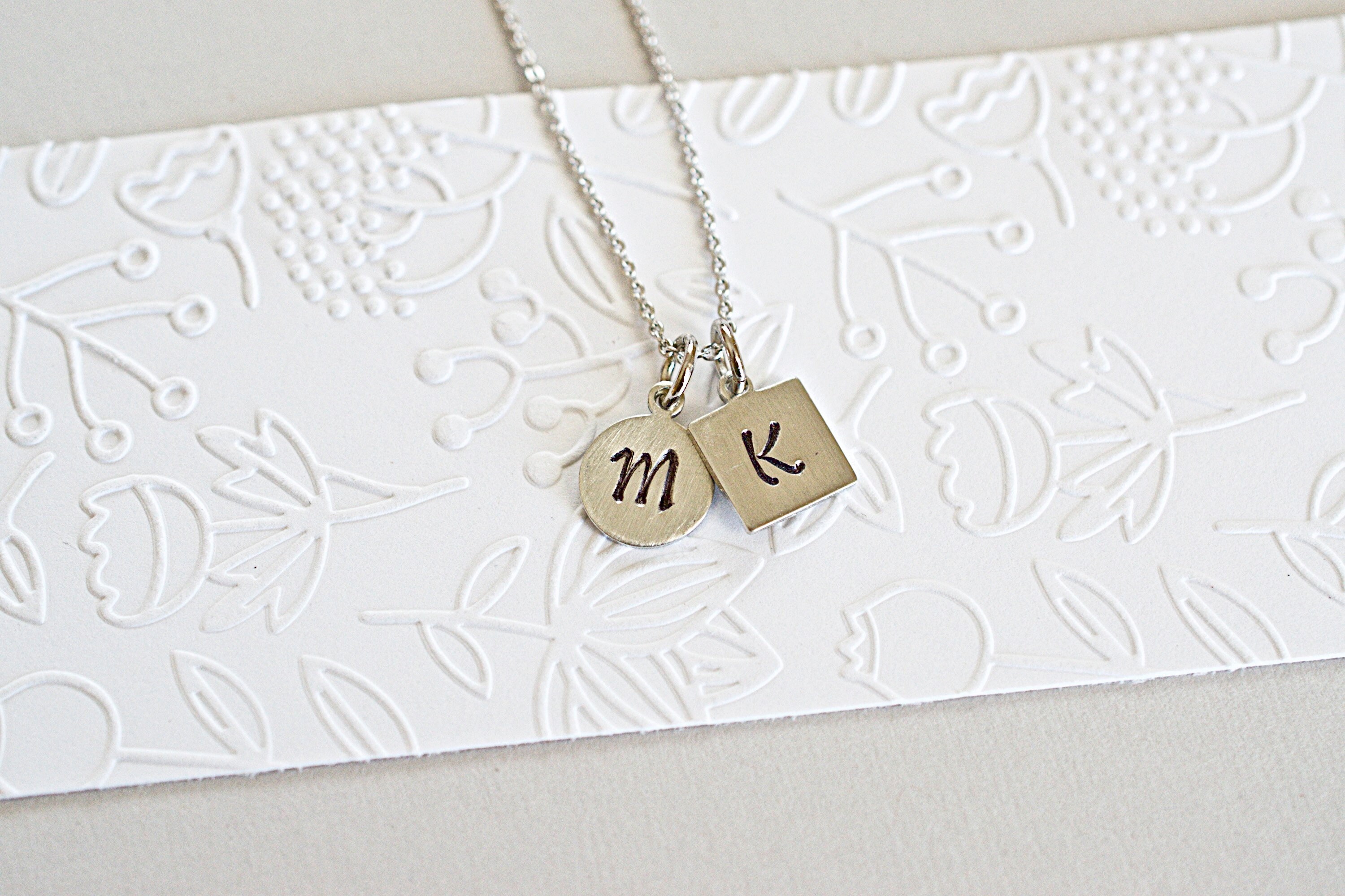 Hand Stamped Initial Pendant Necklace, Customized Personalized Jewelry ...