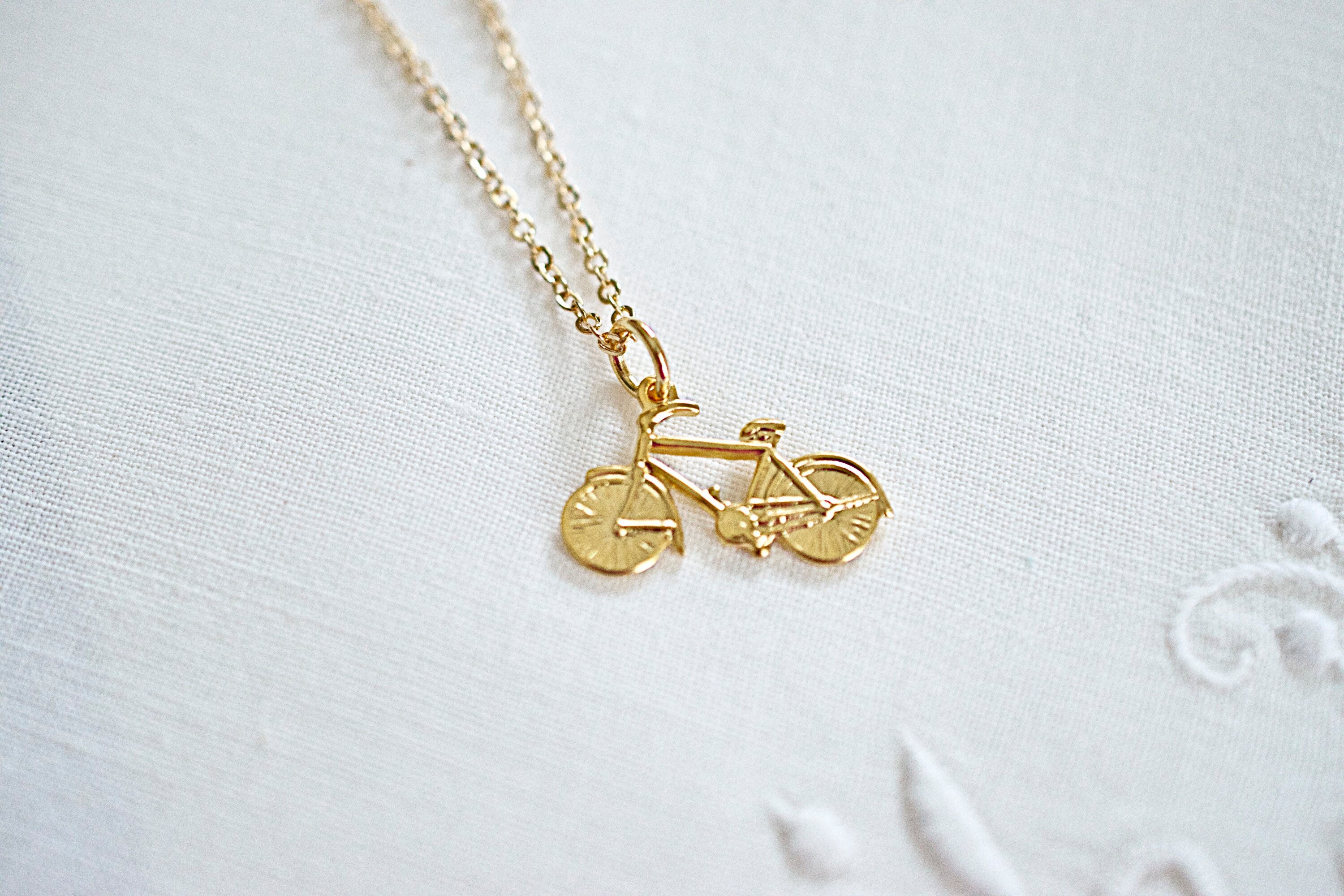 Bicycle Pendant Minimalist Dainty Bike Necklace Gold Finish - Etsy