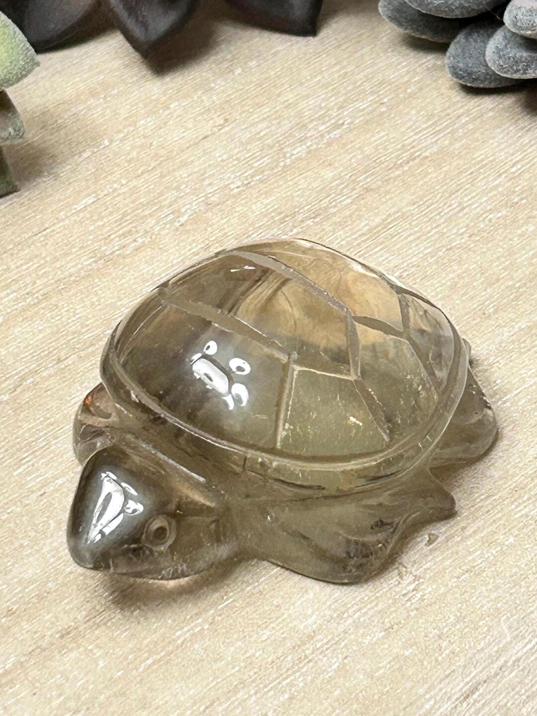 Smoky Quartz Turtle Carving – 3” Hand Carved Crystal Animal Figurine ...
