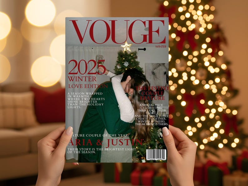 Holiday & New Year Couples Magazine Template | Personalized Christmas ...