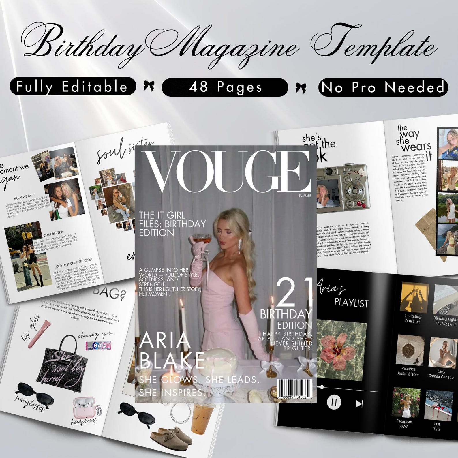 Birthday Magazine Template for a Friend, Canva Magazine Template, Gift ...