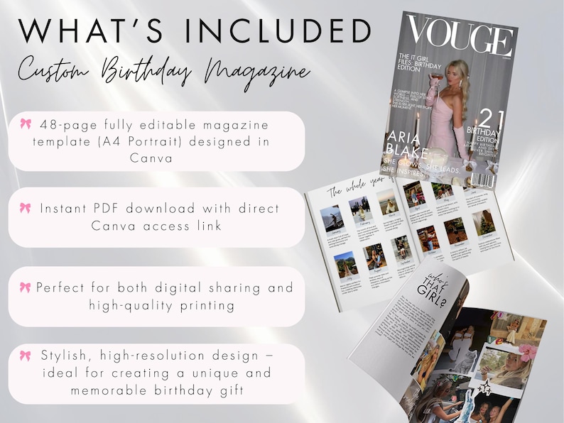 Birthday Magazine Template for a Friend, Canva Magazine Template, Gift ...