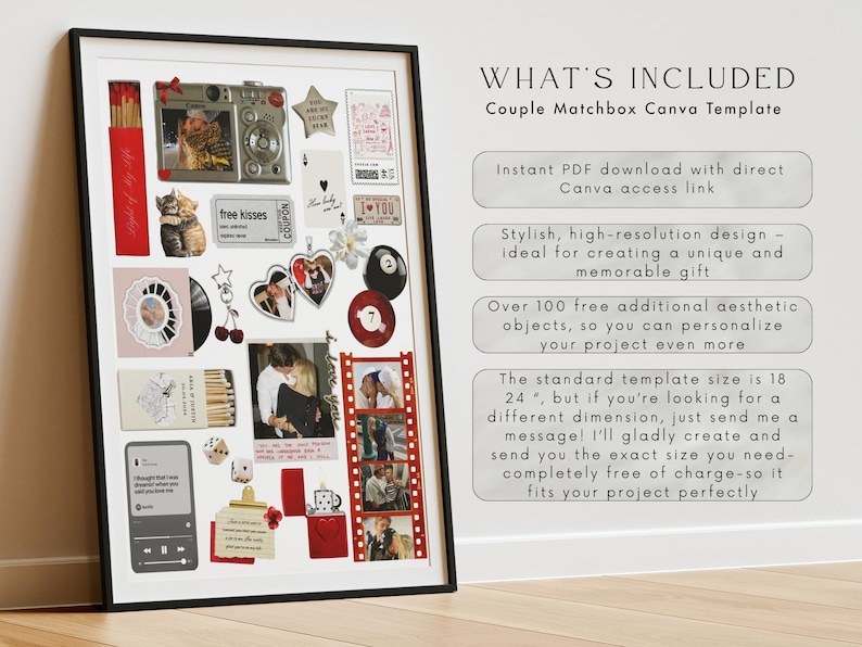 Printable Matchbox Collage Poster – Personalized Couple Photo Art ...