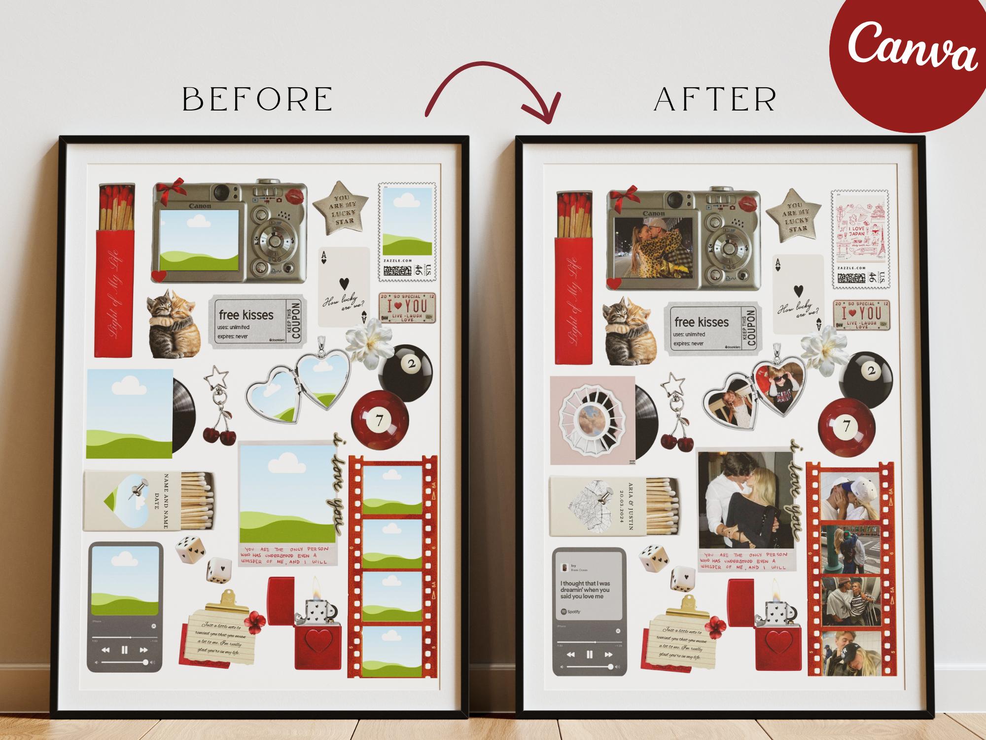 Printable Matchbox Collage Poster – Personalized Couple Photo Art ...