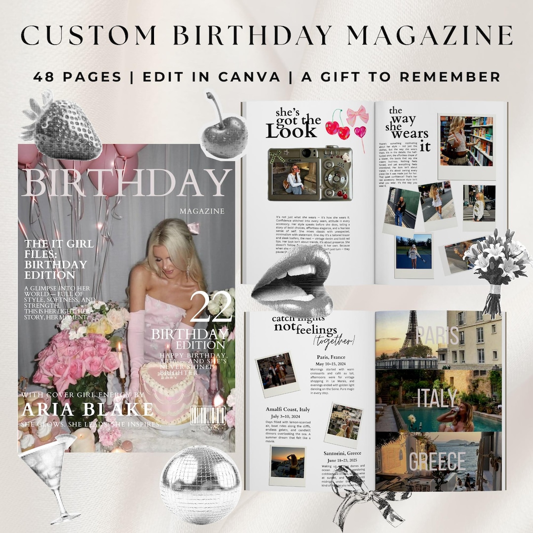 Editable Birthday Magazine for Best Friend – DIY Gift for Her – Canva ...