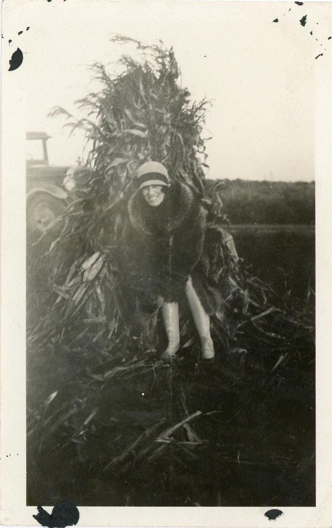 Antique Photo - "hidden in the Corn" - Funny Humor Pose on the Farm ...