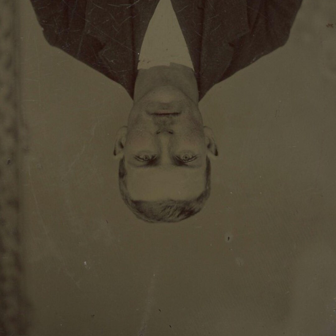 Antique 1800s Tintype Photograph - "his Life Was Turned Upside Down ...
