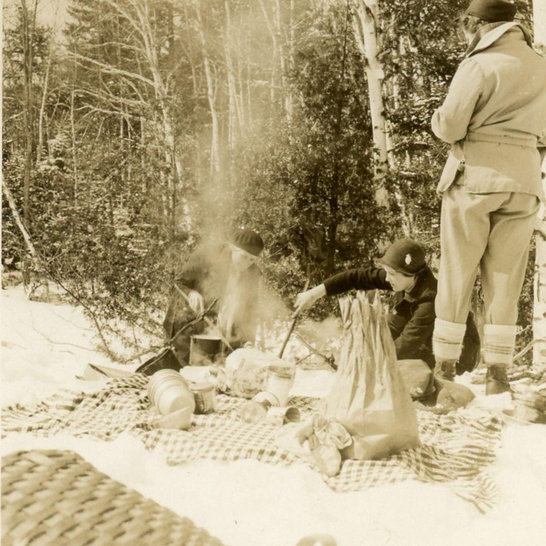 Vintage 1933 Photograph - "the Capture of a Winter Cookout" - Campfire ...