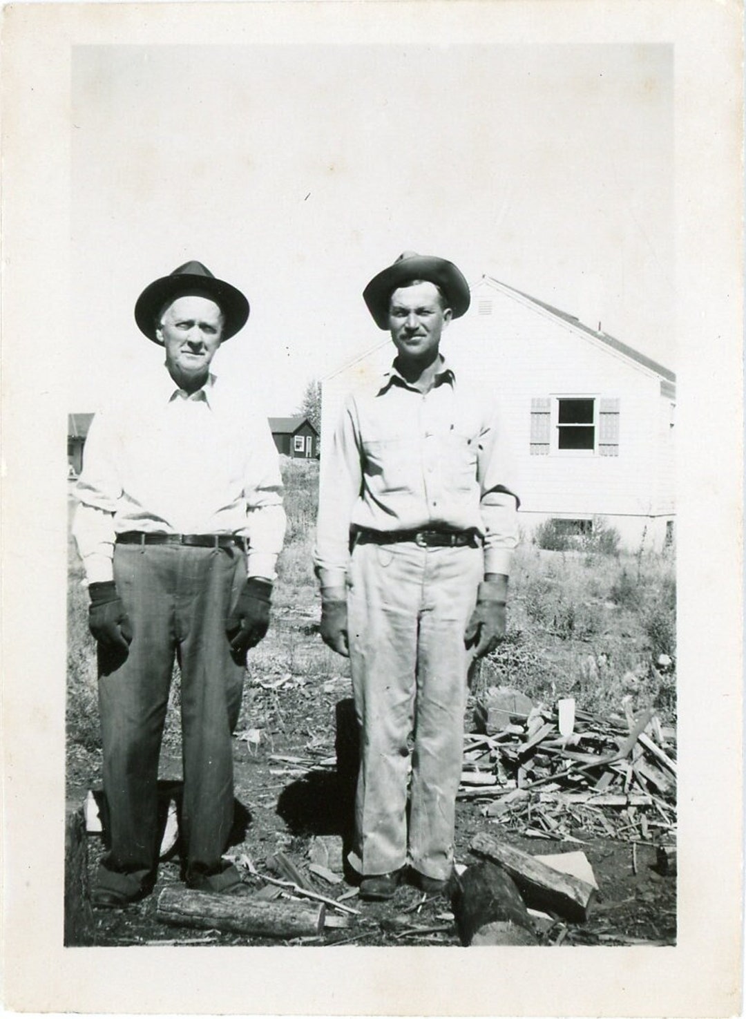 Vintage Photo the Wood Choppers Men Man, Father Son, Chopping Firewood ...