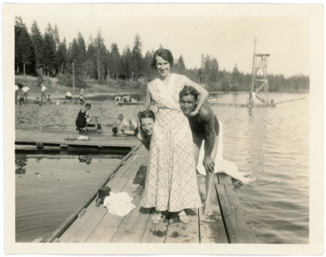 Antique Photo lake Shenanigans Water, Swimmers, Woman Funny Pose 47 - Etsy