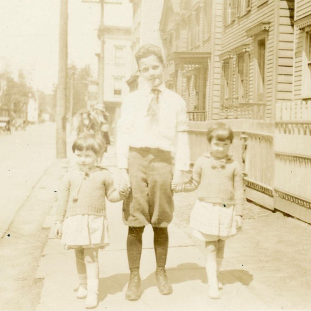 Antique 1922 Photograph the Twins and Me Children Standing in Front of ...