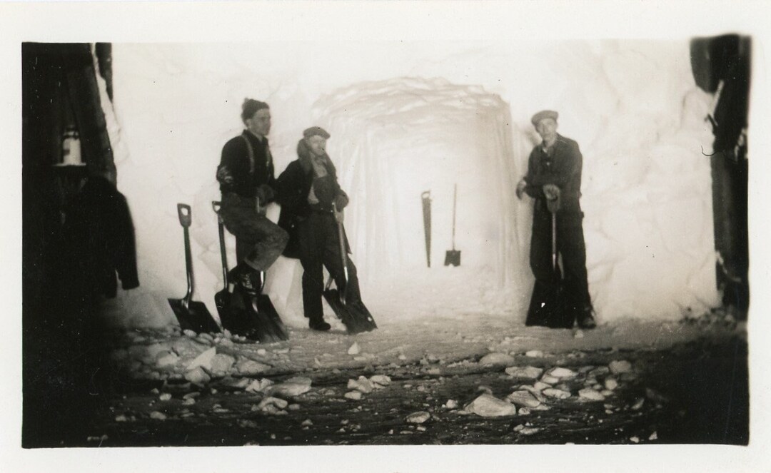 Antique Photo - "the Ice Dwellers" - Men Man, Digging in Snow, Winter ...