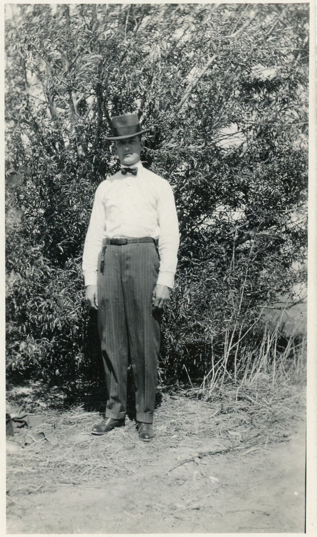 Antique Photograph bowtie Benjamin Old Picture, Man Wearing Hat, Garden ...