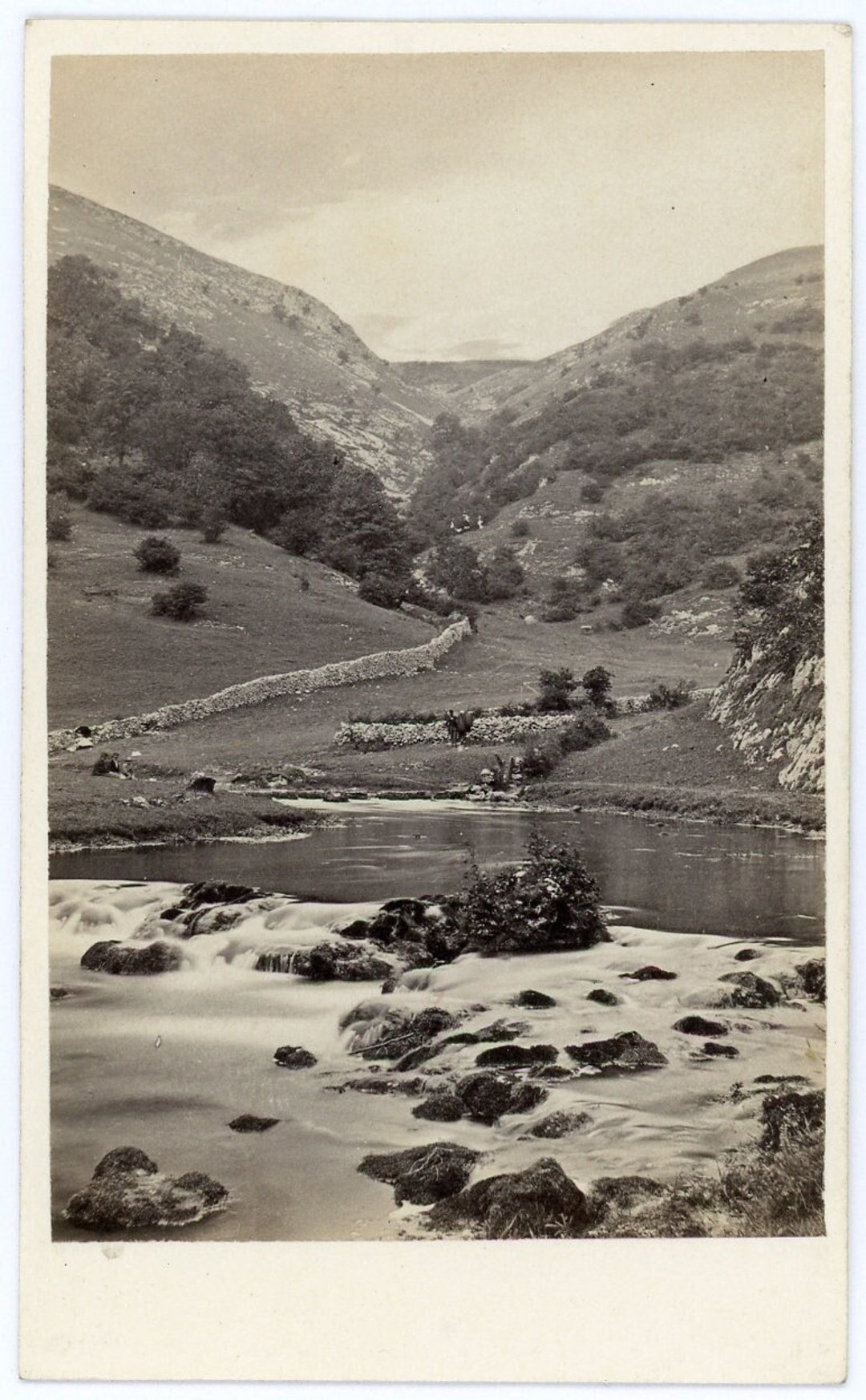 RARE Identified Location: 1800s Antique Photograph CDV Dovedale River ...