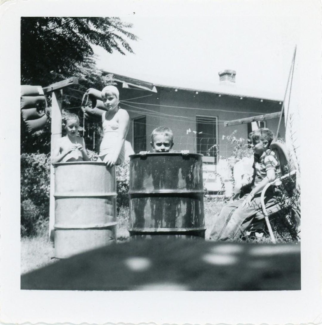 Black and White Photo - "barrel of Laughs" - Americana Children Playing ...