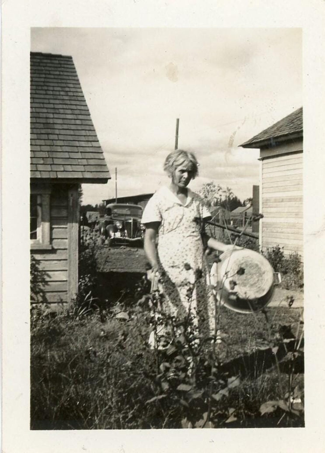 Vintage Photo - "grumpy Chores" - Woman Outside Working in Garden ...