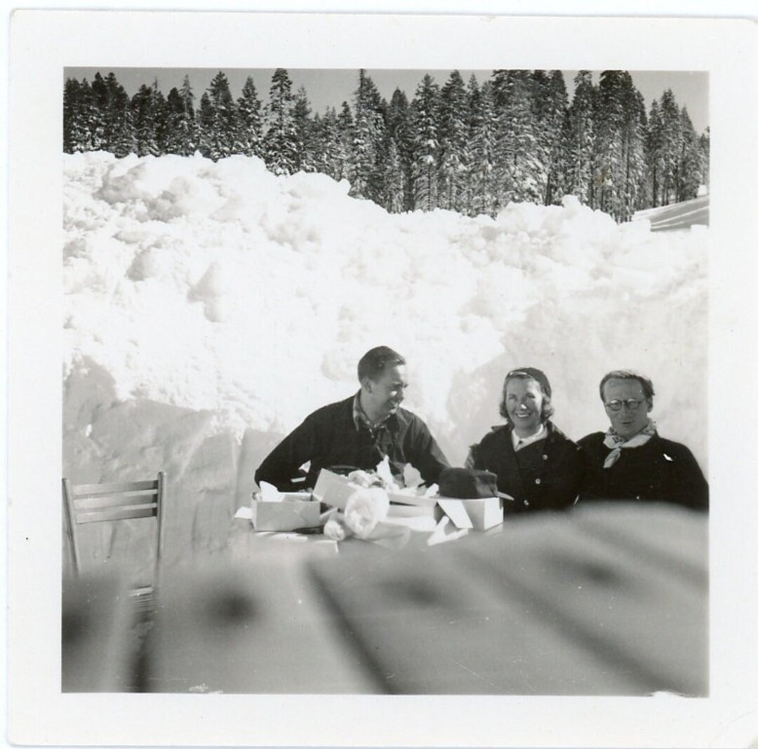 Vintage Photo - "lunch in Deep Snowflakes" - Snow Mountain Summit ...