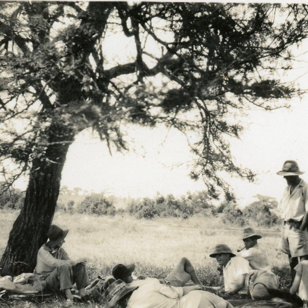 Antique Photograph - "where the Hikers Rest" - Men Woman Resting Under ...