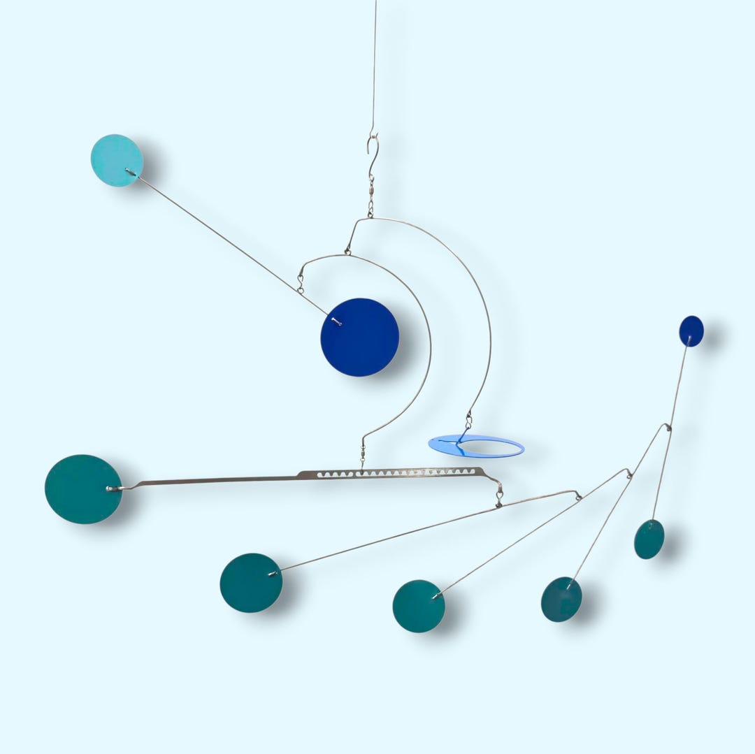Blue Spinning Helix Mobile, Metal Wind Chime for Garden Decor - Etsy