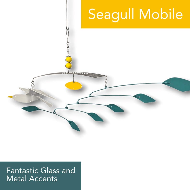 Seagull Mobile, Coastal Hanging Sculpture, Kinetic Bird Art - Etsy