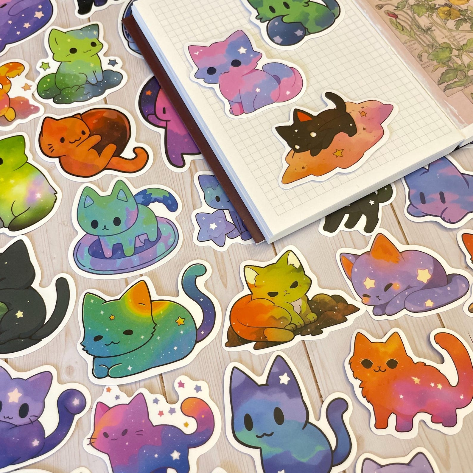 Galaxy Cats Stickers Pack of 50, Food Sticker Pack, Laptop Stickers ...