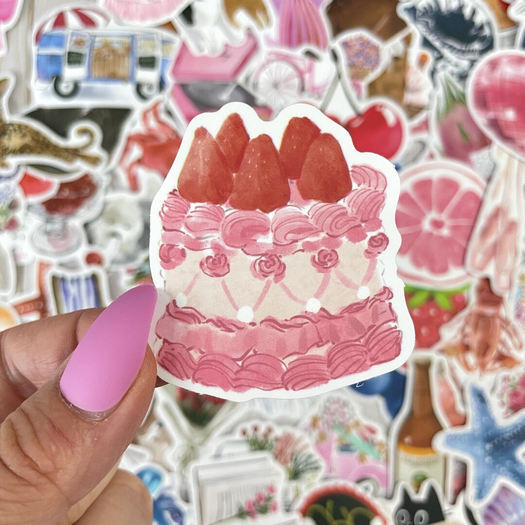 50 Pcs Whimsical Aesthetic Stickers Pack, Food Stickers, Dreamy Mixed ...