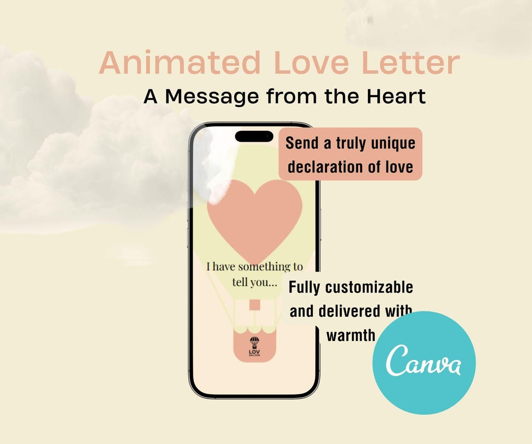Animated Love Letter Template | Editable Canva Video Card | Digital ...