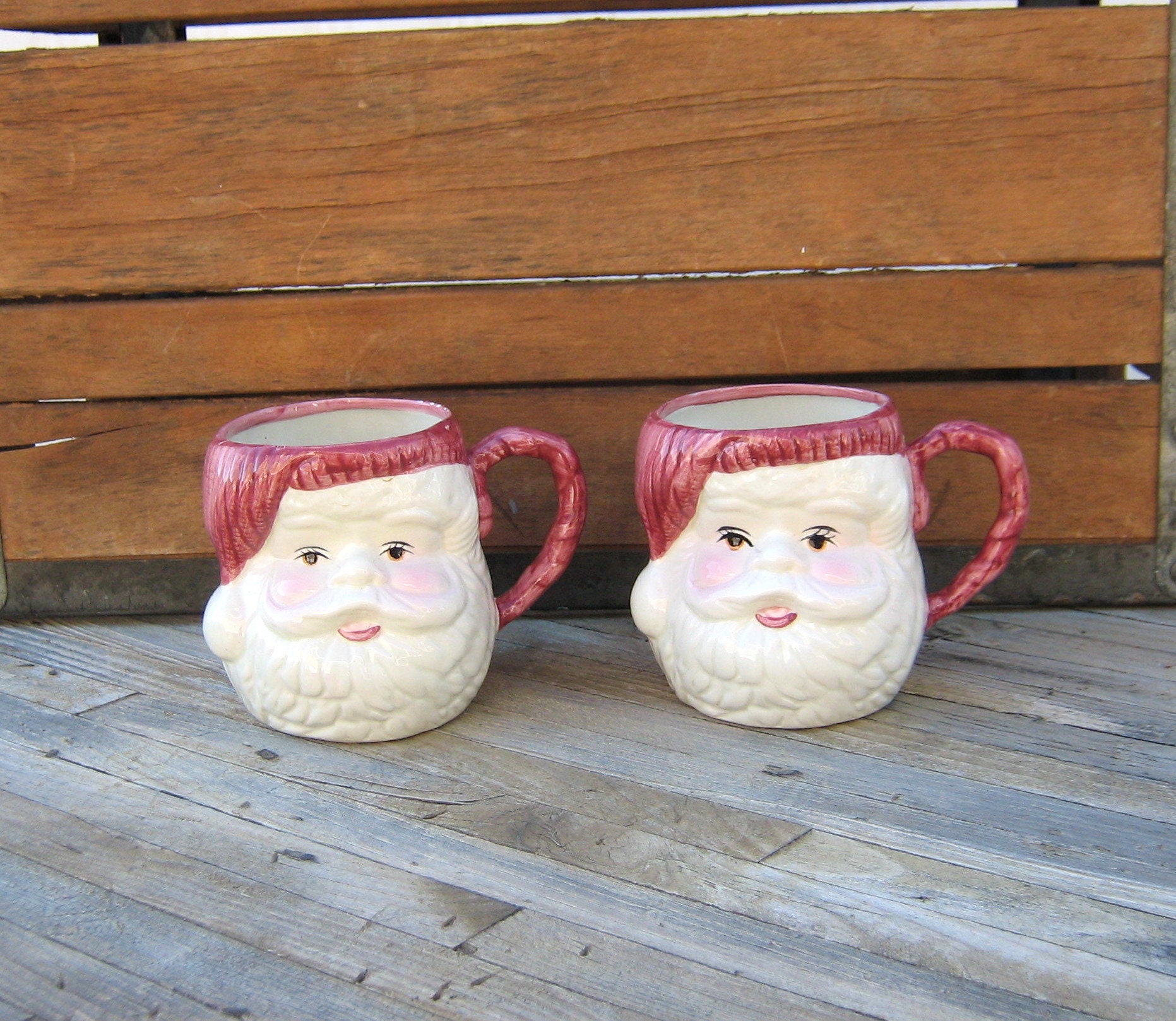 Vintage Santa Head Mugs for Buffet Prop or Mantel Decoration, Retro 60s ...