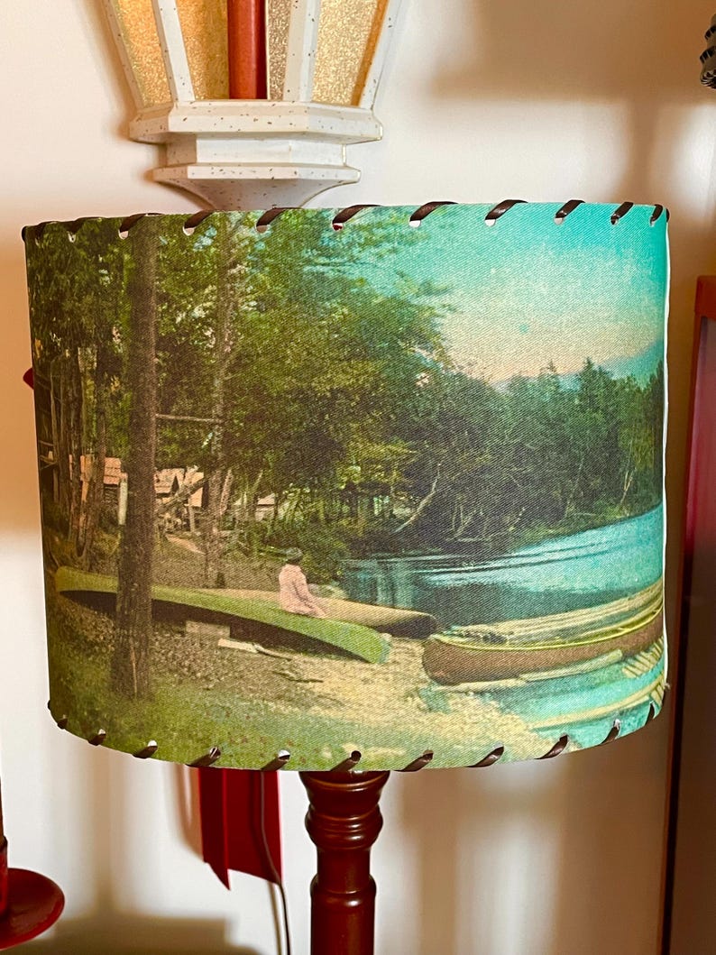 Camping Scenes Lamp Shade Made With Vintage Images Handmade in the Good ...