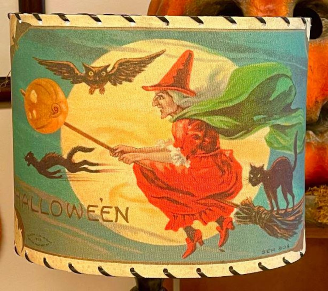 Halloween Lamp Shade Made With Vintage Images Handmade in the Good Old ...