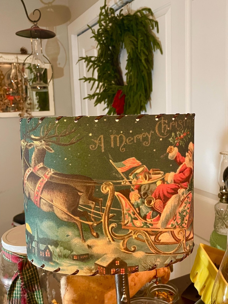 Our PATRIOTIC Santa Lamp Shade is Made With Vintage Images Each Shade ...